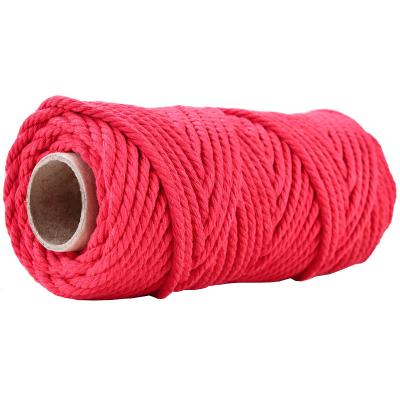 Cina 50 m di filo di macramma rosa polveroso 5 mm ISO9001 corda di cotone rosa 3 fili in vendita