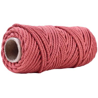 Cina 50 m di filo di macramma rosa polveroso 5 mm ISO9001 corda di cotone rosa 3 fili in vendita