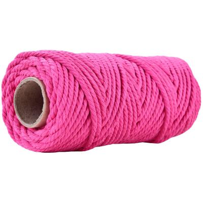 Cina 50 m di filo di macramma rosa polveroso 5 mm ISO9001 corda di cotone rosa 3 fili in vendita
