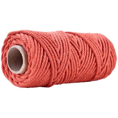 Cina 50 m di filo di macramma rosa polveroso 5 mm ISO9001 corda di cotone rosa 3 fili in vendita