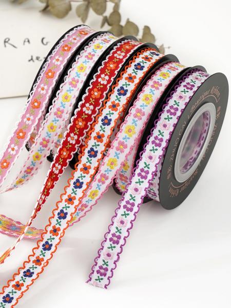 Quality OEM ODM Floral Jacquard Trim 10mm-25mm Floral Jacquard Ribbon for sale