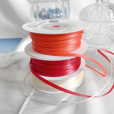 China 3mm Polyester Satin Ribbon Double Face High Density Satin Finish Poly Ribbon for sale