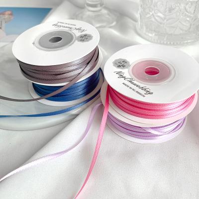China 3mm Polyester Satin Ribbon Double Face High Density Satin Finish Poly Ribbon for sale