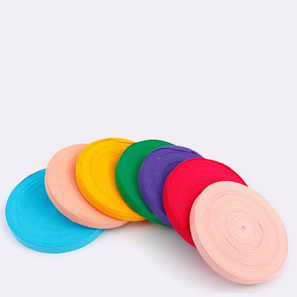 Quality 10mm-40mm Plain Cotton Ribbon Pink Green Blue Woven Edge Ribbon for sale