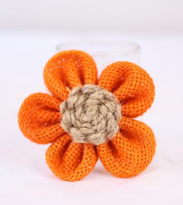 Cina Fiori a nastro di 8 cm Diy Orange Black Jute Rope Flower in vendita