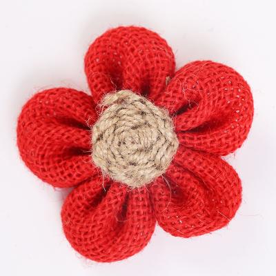 Cina Fiori a nastro di 8 cm Diy Orange Black Jute Rope Flower in vendita
