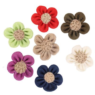 Cina Fiori a nastro di 8 cm Diy Orange Black Jute Rope Flower in vendita