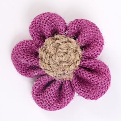 Cina Fiori a nastro di 8 cm Diy Orange Black Jute Rope Flower in vendita