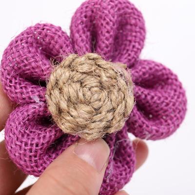 Cina Fiori a nastro di 8 cm Diy Orange Black Jute Rope Flower in vendita