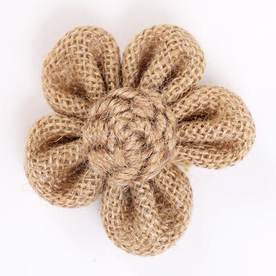 Cina Fiori a nastro di 8 cm Diy Orange Black Jute Rope Flower in vendita
