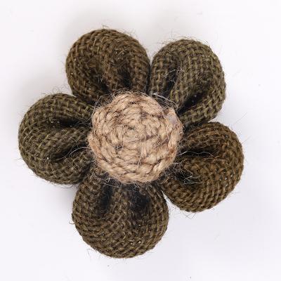 Cina Fiori a nastro di 8 cm Diy Orange Black Jute Rope Flower in vendita
