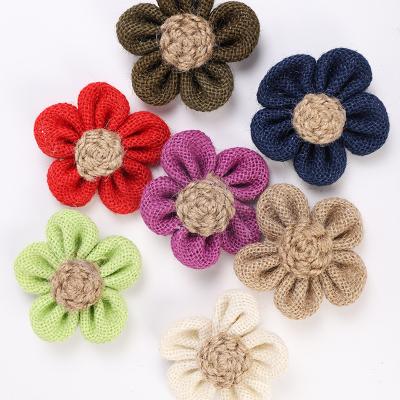 Cina Fiori a nastro di 8 cm Diy Orange Black Jute Rope Flower in vendita