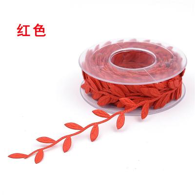 China Polyester Leaf Ribbon Ultrasonic Red Poly Ribbon For Wedding Decoration for sale