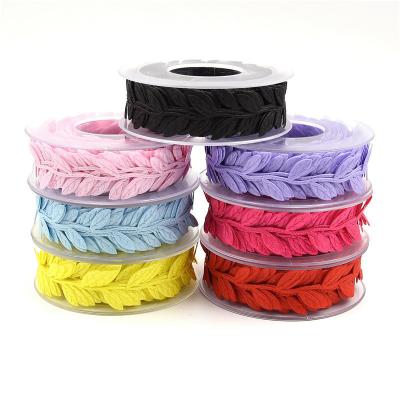 China Polyester Leaf Ribbon Ultrasonic Red Poly Ribbon For Wedding Decoration for sale