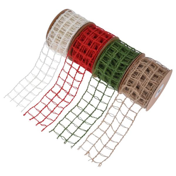 Quality Hollowed Green Burlap Ribbon 63mm Burlap Fabric Ribbon ISO14001 for sale