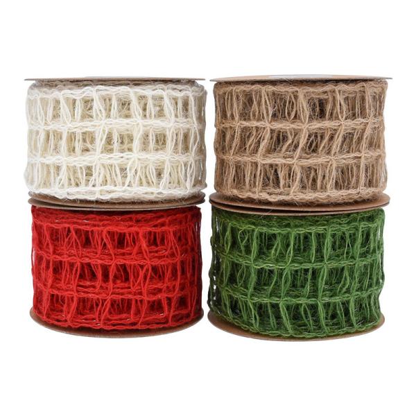 Quality Hollowed Green Burlap Ribbon 63mm Burlap Fabric Ribbon ISO14001 for sale