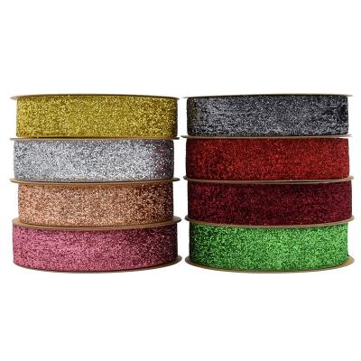 Cina Nastro di velluto brillante di 25 mm, tinto di verde oliva in vendita