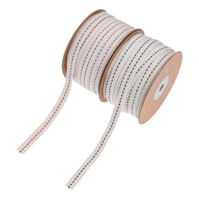 China 10mm*50y Cotton Stitched Edge Ribbon ISO9001 Custom Cotton Ribbon for sale
