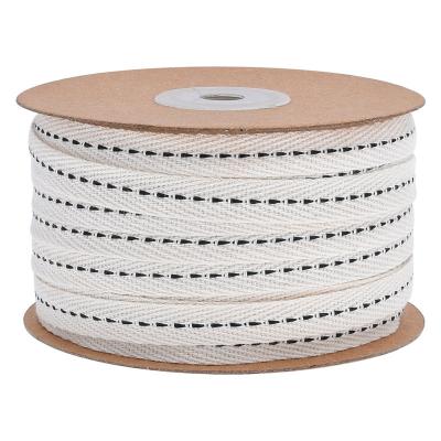 China 10mm*50y Cotton Stitched Edge Ribbon ISO9001 Custom Cotton Ribbon for sale