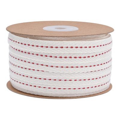 China 10mm*50y Cotton Stitched Edge Ribbon ISO9001 Custom Cotton Ribbon for sale