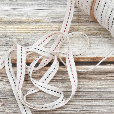 China 10mm*50y Cotton Stitched Edge Ribbon ISO9001 Custom Cotton Ribbon for sale