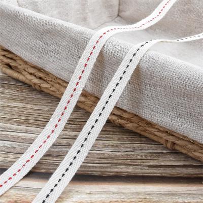 China 10mm*50y Cotton Stitched Edge Ribbon ISO9001 Custom Cotton Ribbon for sale