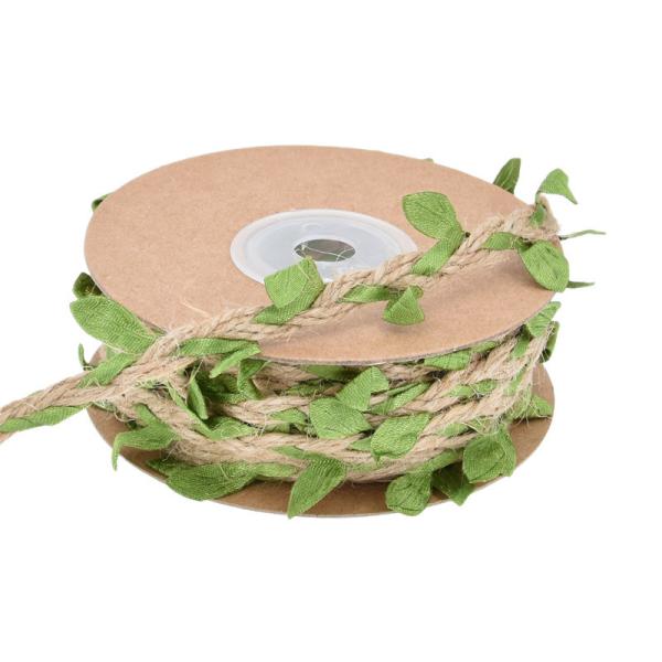 Quality Leaf Dark Green Burlap Ribbon 2mm-15mm*10y Jute Wired Ribbon for sale