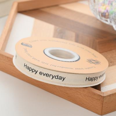 Cina 13mm Logo all'ingrosso Nastro di cotone Stile letterario Imballaggio di fiori Scatola regalo Decorazione Nastro Torta Bouquet in vendita