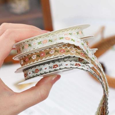 Cina 15mm*50y Nastro Pastorale Floreale di Cotone Torta da Forno Nastro Arco DIY Materiale Decorazione Nastro Fiore Bouquet Packaging in vendita