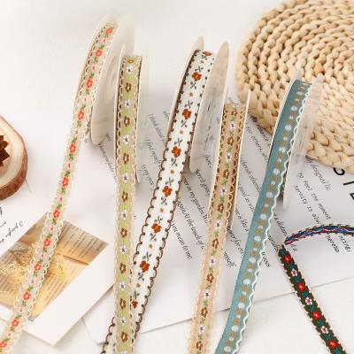 Cina 15mm*50y Nastro Pastorale Floreale di Cotone Torta da Forno Nastro Arco DIY Materiale Decorazione Nastro Fiore Bouquet Packaging in vendita