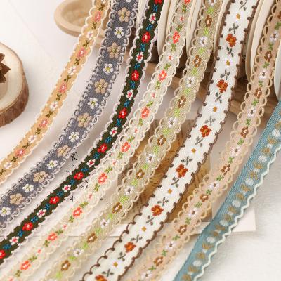 Cina 15mm*50y Nastro Pastorale Floreale di Cotone Torta da Forno Nastro Arco DIY Materiale Decorazione Nastro Fiore Bouquet Packaging in vendita