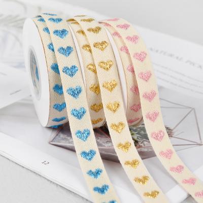 Cina 16mm*9m Heart Pattern Jacquard Nastro di cotone per accessori di abbigliamento in vendita