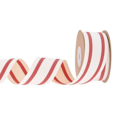 Cina 10mm-38mm*10y Black And Red Striped Cotton Ribbon per imballaggio regalo e accessori per abbigliamento in vendita