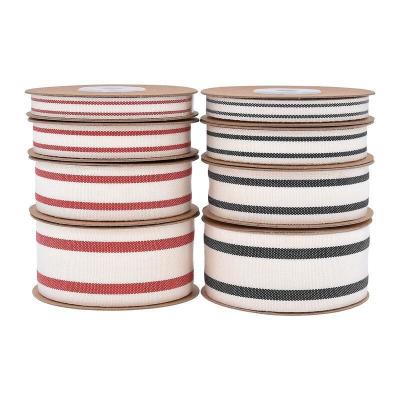 Cina 10mm-38mm*10y Black And Red Striped Cotton Ribbon per imballaggio regalo e accessori per abbigliamento in vendita