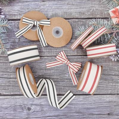 Cina 10mm-38mm*10y Black And Red Striped Cotton Ribbon per imballaggio regalo e accessori per abbigliamento in vendita