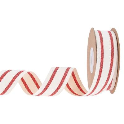 Cina 10mm-38mm*10y Black And Red Striped Cotton Ribbon per imballaggio regalo e accessori per abbigliamento in vendita
