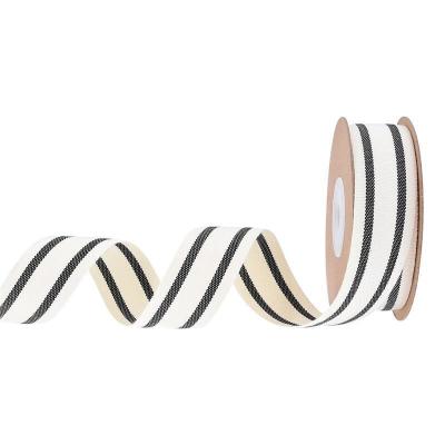 Cina 10mm-38mm*10y Black And Red Striped Cotton Ribbon per imballaggio regalo e accessori per abbigliamento in vendita