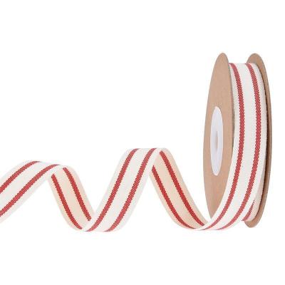 Cina 10mm-38mm*10y Black And Red Striped Cotton Ribbon per imballaggio regalo e accessori per abbigliamento in vendita