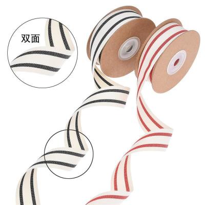 Cina 10mm-38mm*10y Black And Red Striped Cotton Ribbon per imballaggio regalo e accessori per abbigliamento in vendita