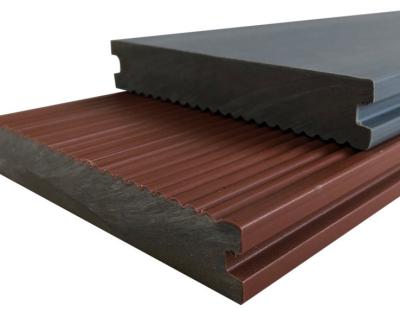 China Wpc co-extruded wood plastic floor balcony terrace anti-corrosion pe plastic wood outdoor floor 140*23 for sale