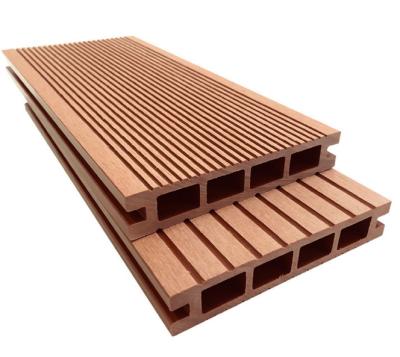 China square hole round hole solid plastic wood floor outdoor garden landscape engineering wood plastic floor 140*25 for sale