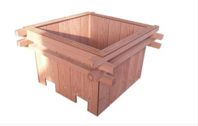 China Wood plastic flower box Eco-friendly wpc plastic wood flower pot Road community flower box for sale