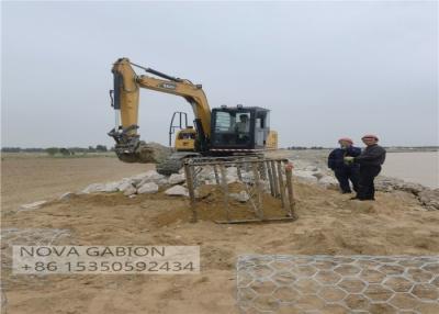 中国 洪水管理 4.0mm ガビオン網格ケージ 石袋 ガビオンボックス 川の充填 ガビオン袋 PVCコーティング 袋 ガビオン 販売のため