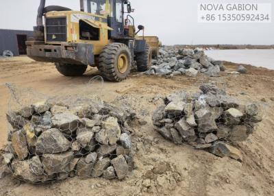 中国 洪水管理 4.0mm ガビオン網格ケージ 石袋 ガビオンボックス 川の充填 ガビオン袋 PVCコーティング 袋 ガビオン 販売のため