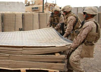 China Barreras de defensa itares modernas llenas de arena con geotextil marrón, aprobadas ISO en venta