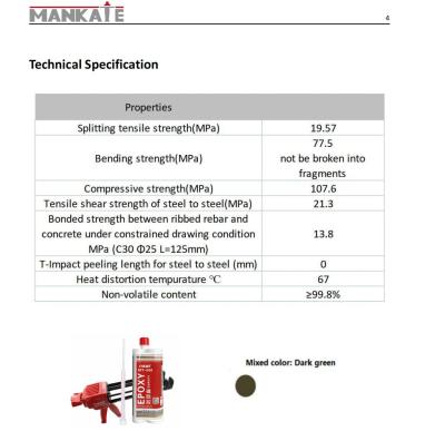 China Modified Epoxy Resin NJMKT-500 ETA Approval Concrete Bonding Adhesive with Static Mixer for sale