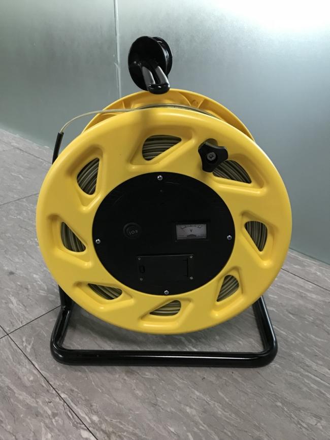 Close-up of water level meter probe and cable