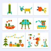 China 9 Basic Felt Geometric Shape Puzzles Creative Thinking Felt Animal Stickers CMYK Printing for sale