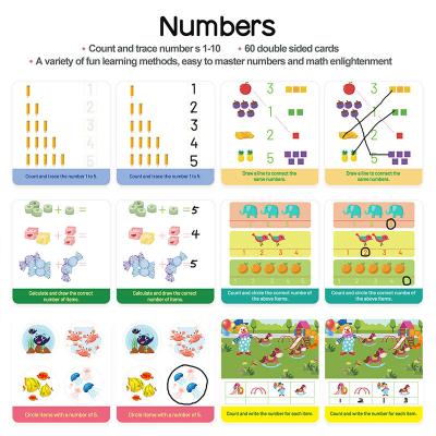 Cina I numeri di flash card d'apprendimento iniziali di istruzione 1-10 comprende Pen For Toddler Writing e un apprendimento Strofinata-puliti in vendita