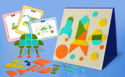 China Het niveau voelde omhoog het Dierlijke Spel van het de Vorm Onderwijsraadsel van de Stickersverbeelding Kleurrijke Te koop